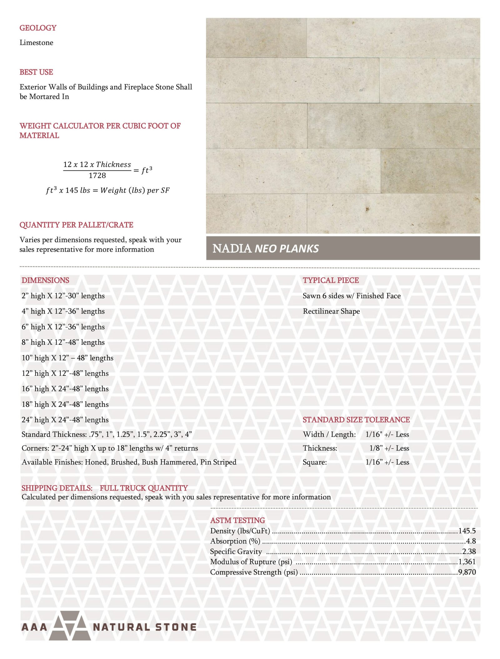 » Nadia Neo Planks Spec Sheet